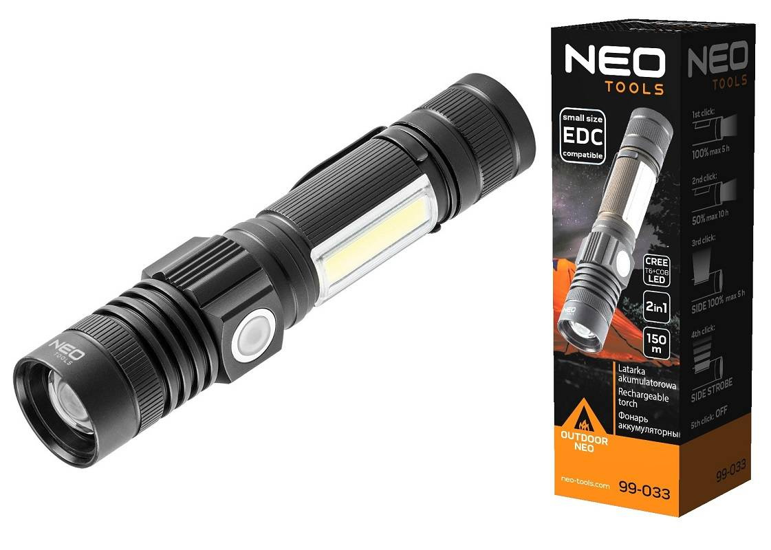 Latarka akumulatorowa USB 800 lm CREE NEO 99-033 - Artykuły elektryczne ...